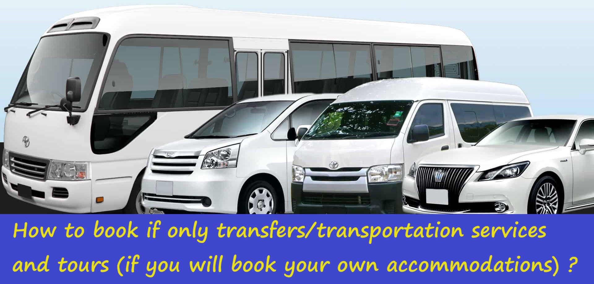 How to book if only transfers/transportation services and tours (if you ...